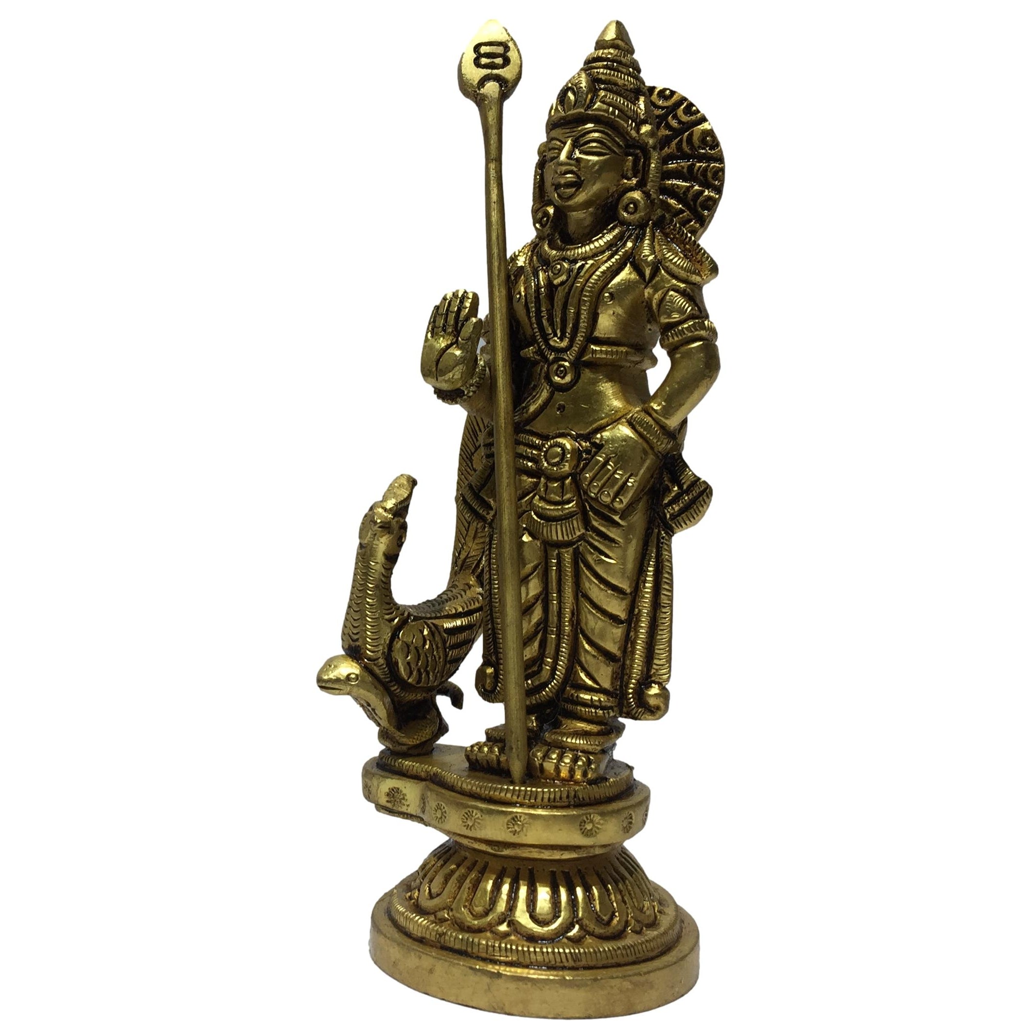 Bala Murugan With Peacock on Round Dais Brass Antique 4.5 Inch – Sri ...
