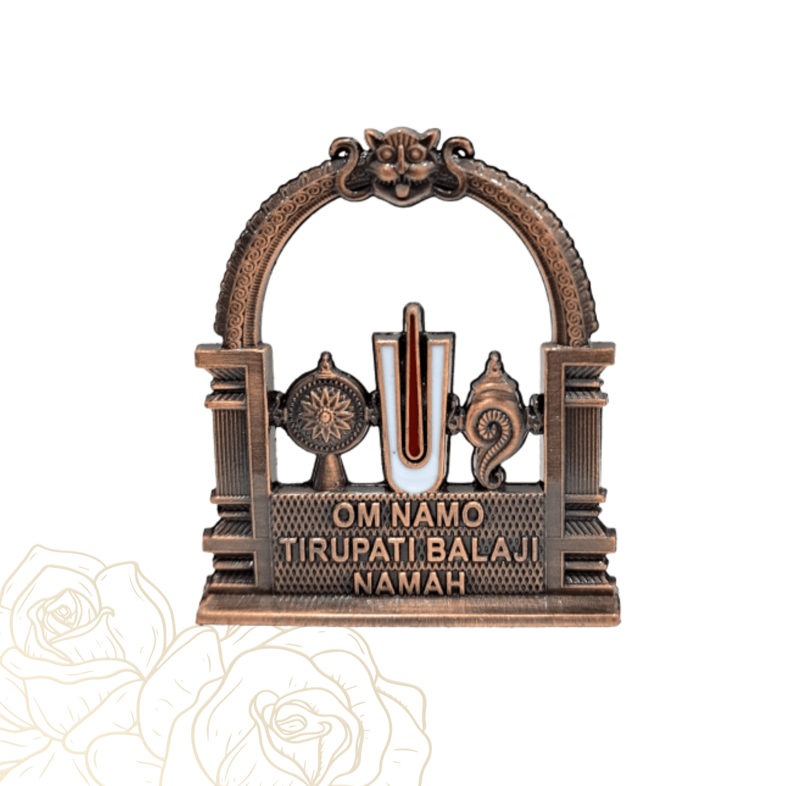 Copper Finish Antique Thiruman With Sangu & Chakra Car Decorative Stan ...