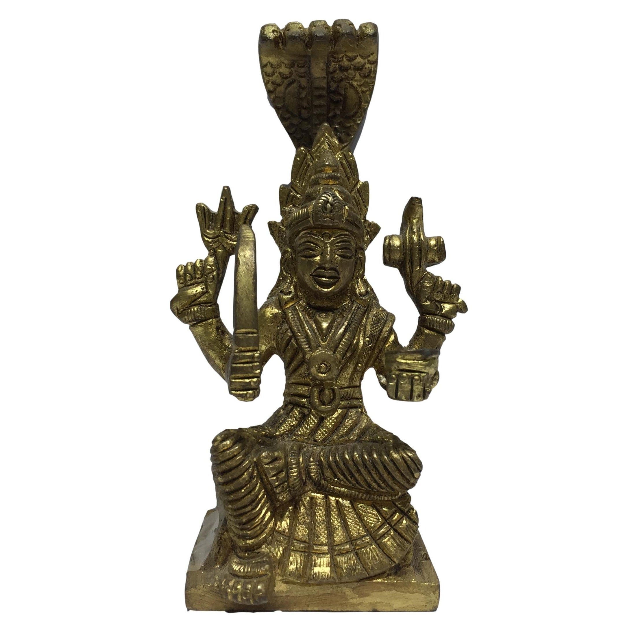 Karumari Amman on Naga Peedam Brass Antique Statue 4 Inch – Sri Prarthana