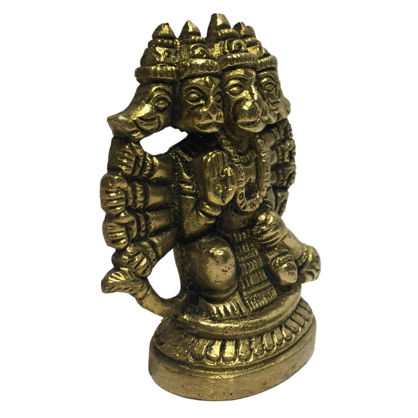 Panchamukha Anjaneya Kneeling with left hand Gadhai Brass Antique 2.5 ...