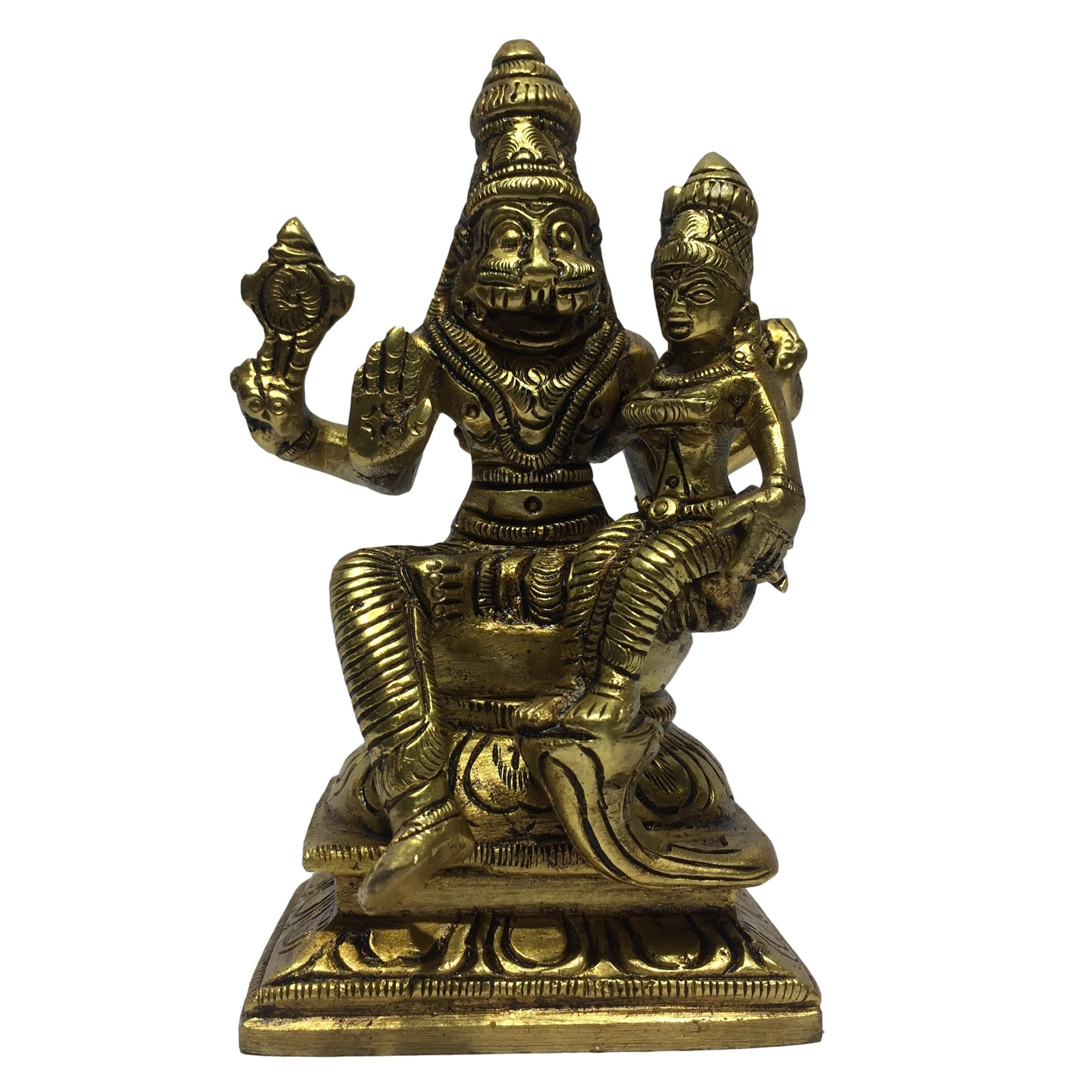 Sri Lakshmi Narasimhar Brass Antique Murthi 4.5 Inch – Sri Prarthana