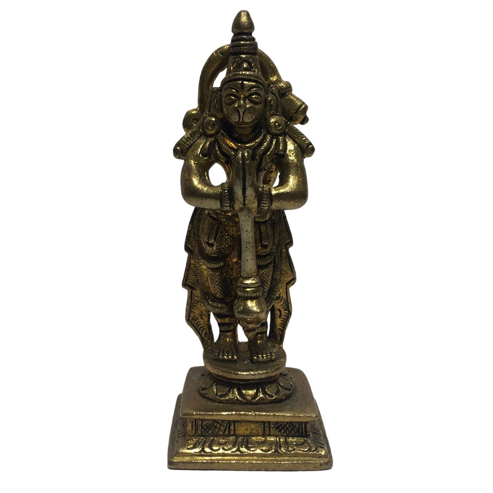 Vinaya Anjaneya with tail on his head Brass Antique 4 inch – Sri Prarthana