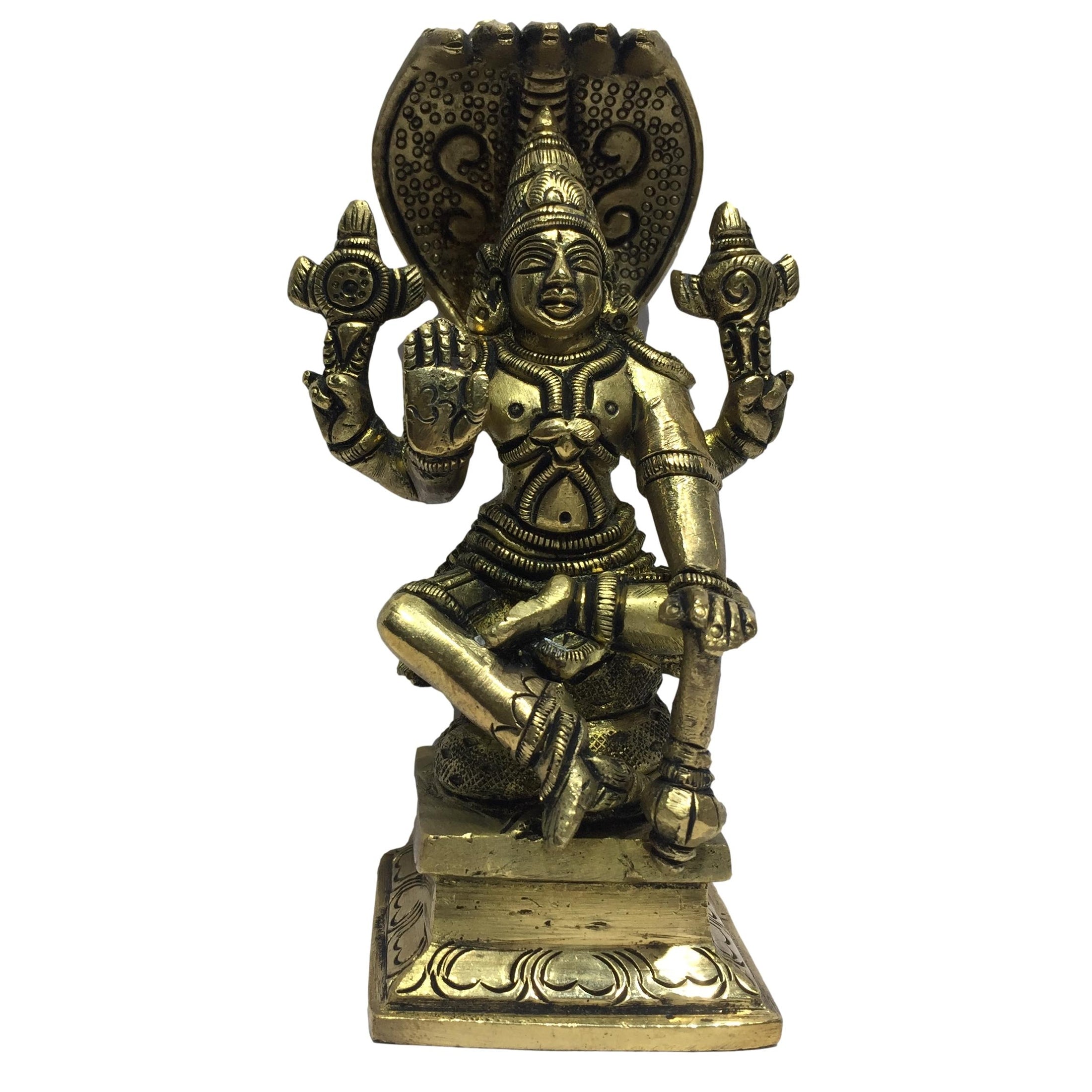 Vishnu on Adisesha Brass Antique 5 Inch – Sri Prarthana
