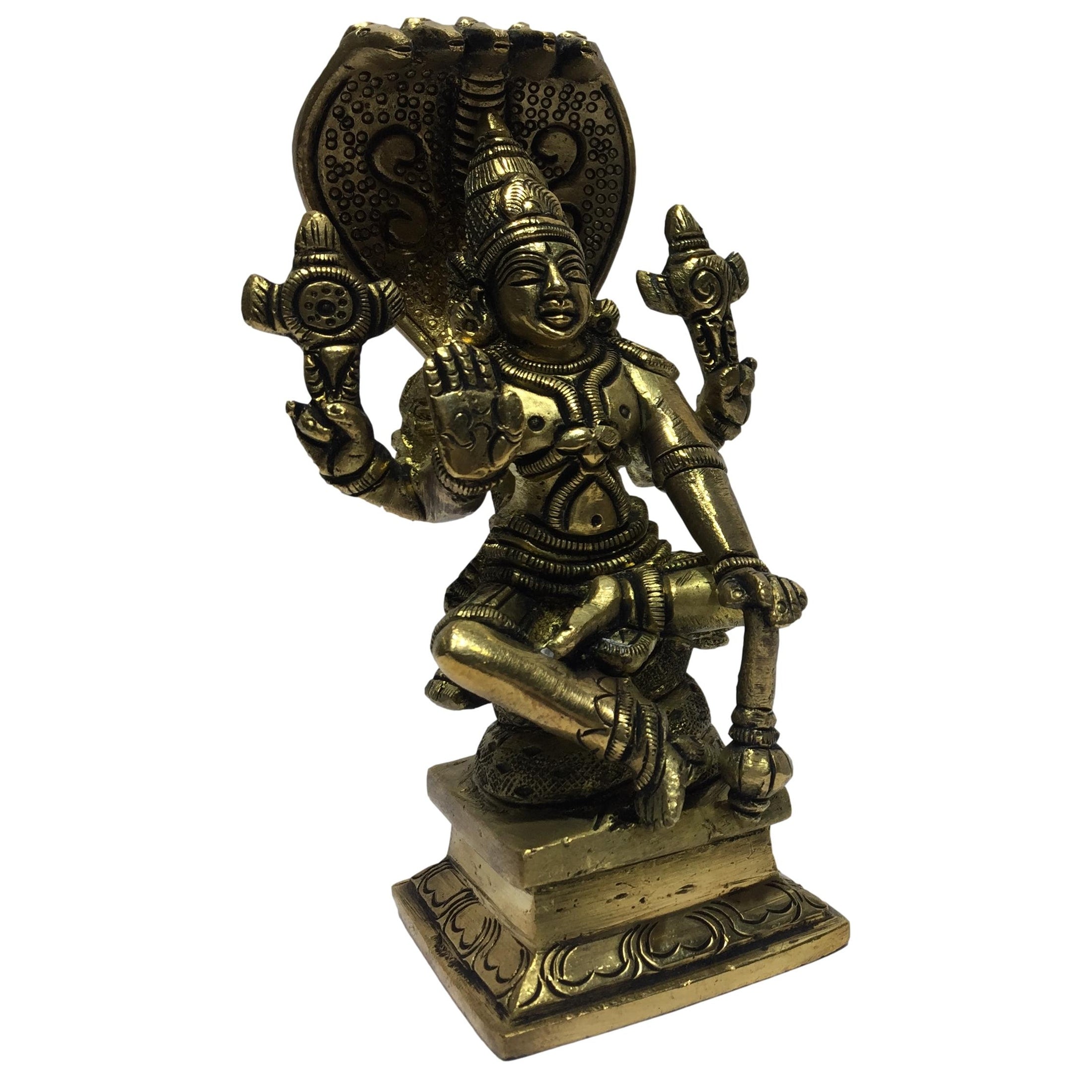 Vishnu on Adisesha Brass Antique 5 Inch – Sri Prarthana